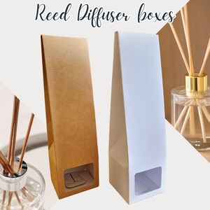 WHITE or KRAFT Tapered DIFFUSER Boxes With a Die Cut Window - 100ml ...