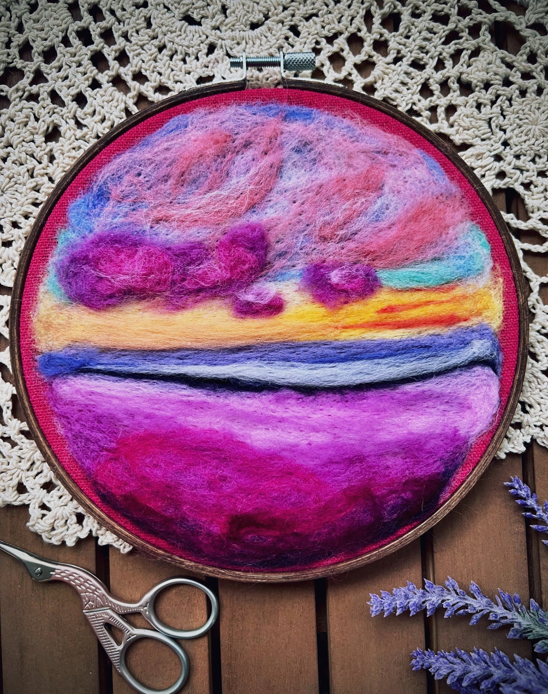 Ocean at Sunset Needle Felted Wool Painting Landscape 7 - Etsy