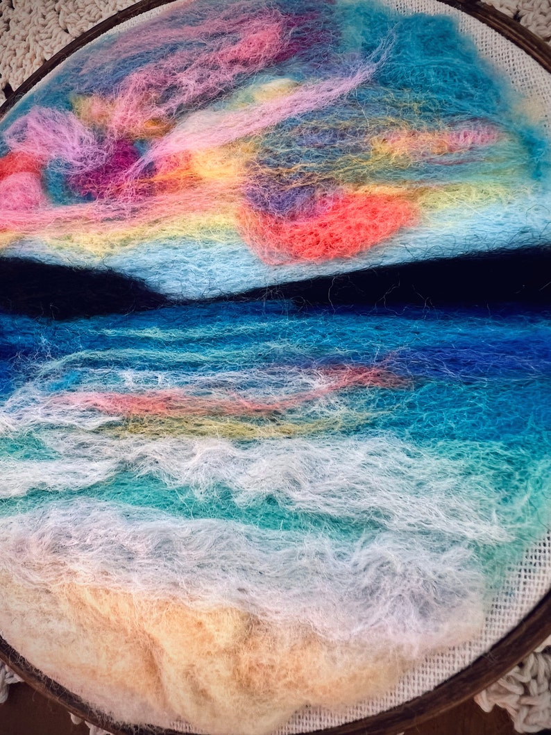 Ocean Landscape Needle Felted Wool Painting Landscape- 7 Inches - Etsy