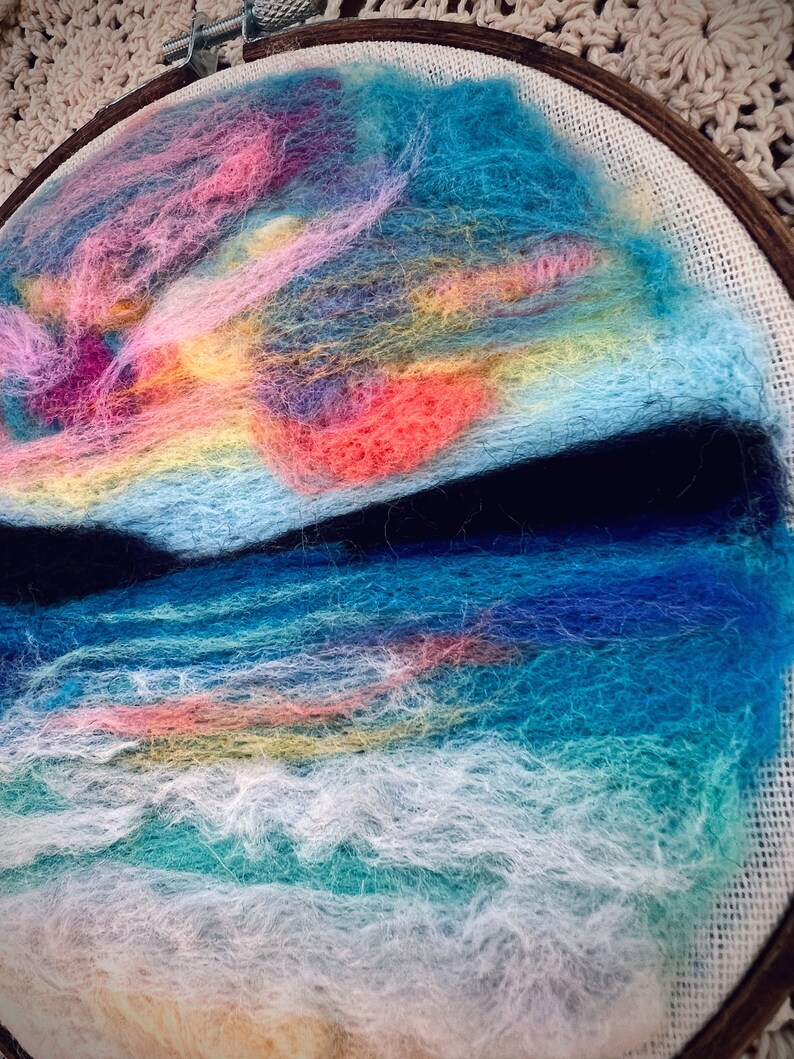 Ocean Landscape Needle Felted Wool Painting Landscape- 7 Inches - Etsy