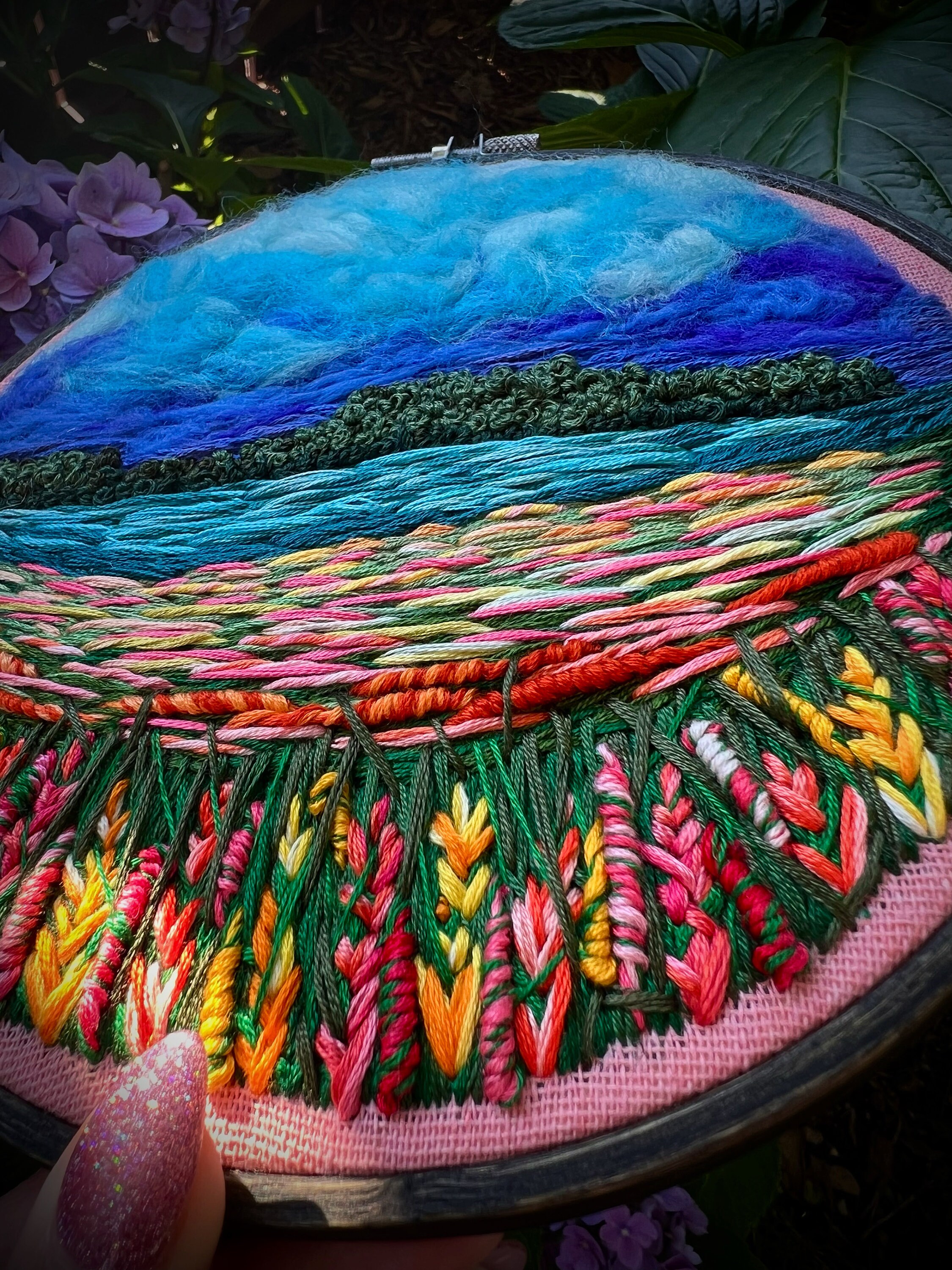 Snapdragon Field Hand Embroidery Thread Painting and Needle Felted ...