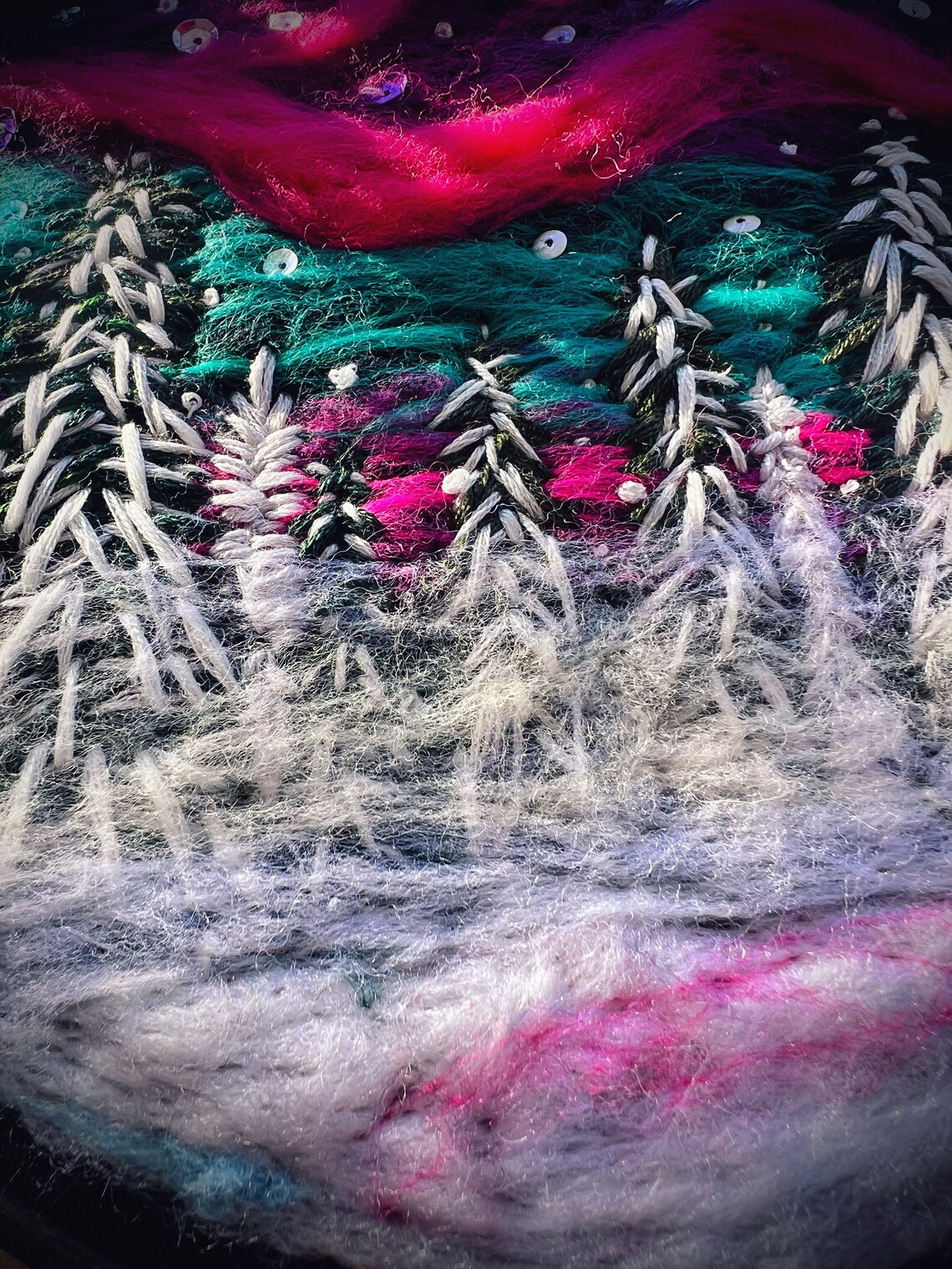 Northern Lights- Hand Embroidery Thread Painting and Needle Felted ...