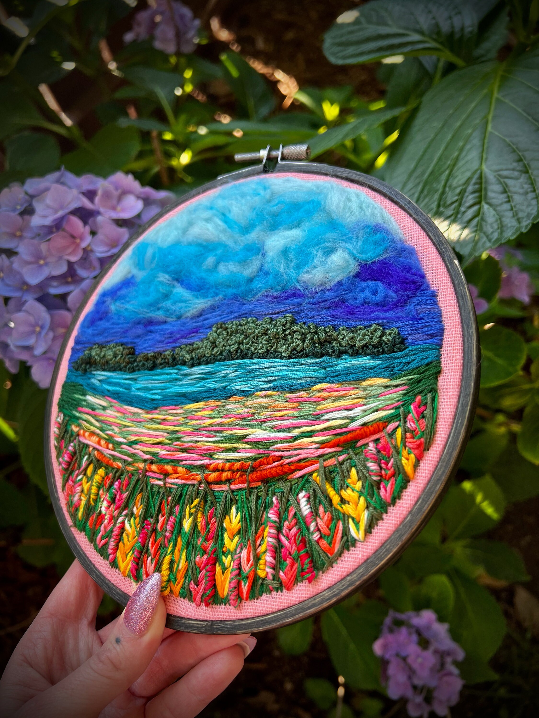 Snapdragon Field Hand Embroidery Thread Painting and Needle Felted ...