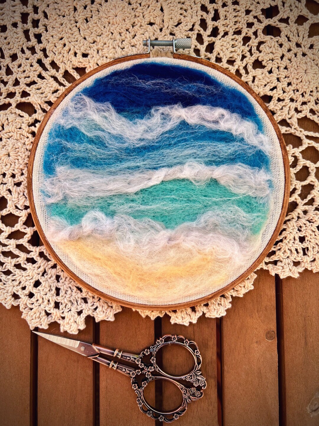 I Want the Ocean Right Now- Needle Felted Wool Painting Landscape- 6 ...