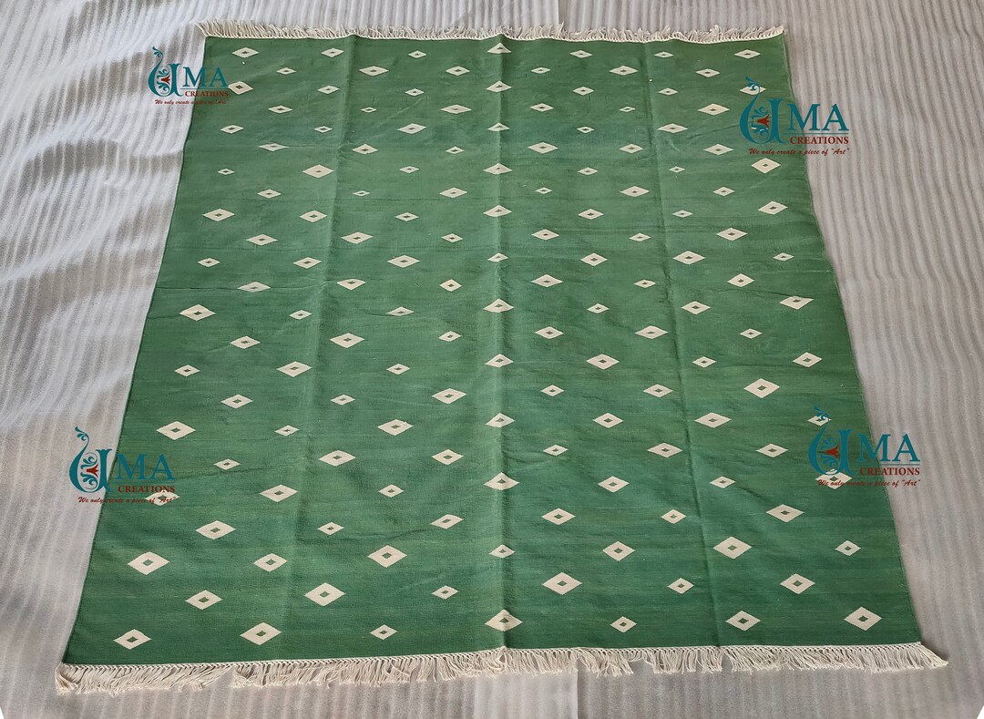 8x10 Area Rug Vintage Cotton Flatweave Reversible Rug for Living Area ...