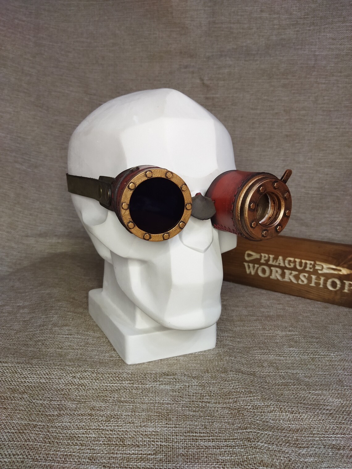 Leather Steampunk Goggles "mono Mechanic" - Etsy