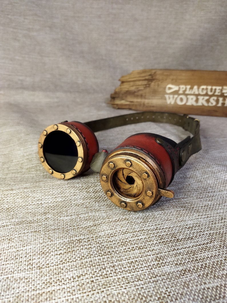 Leather Steampunk Goggles "mono Mechanic" - Etsy