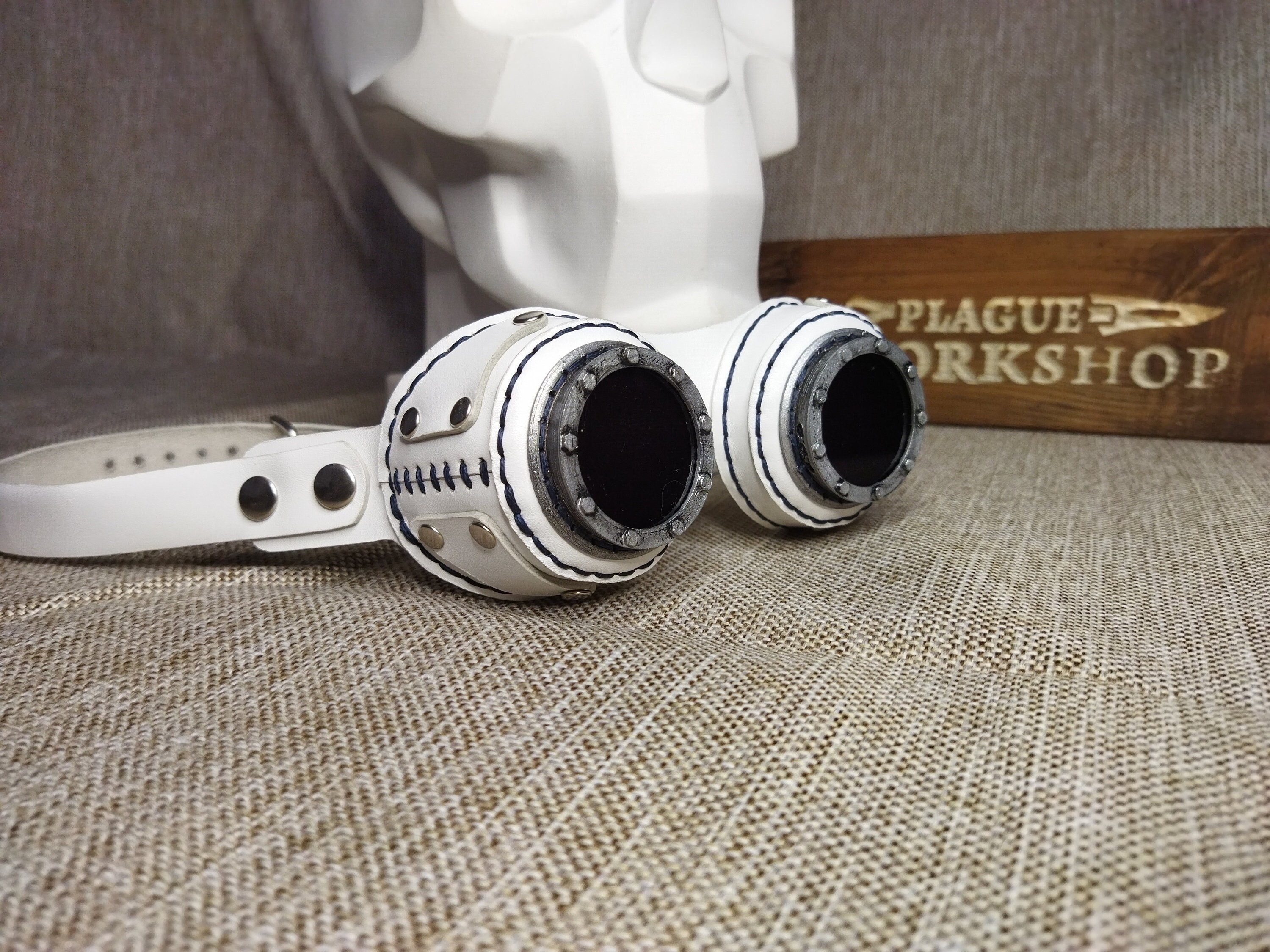 Leather Steampunk Goggles ghost - Etsy