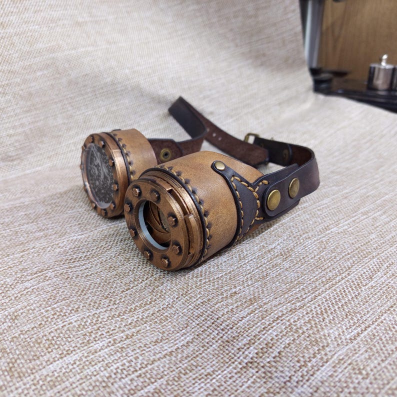 Leather Steampunk Goggles "mono Mechanic" - Etsy