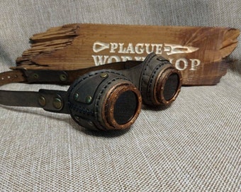 Leather Steampunk Goggles mono Mechanic - Etsy