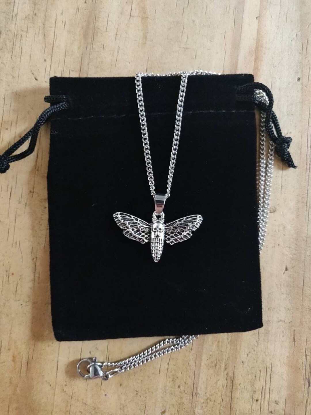 Dainty Death Moth Necklace Butterfly Witchy Silver Pendant Silver ...