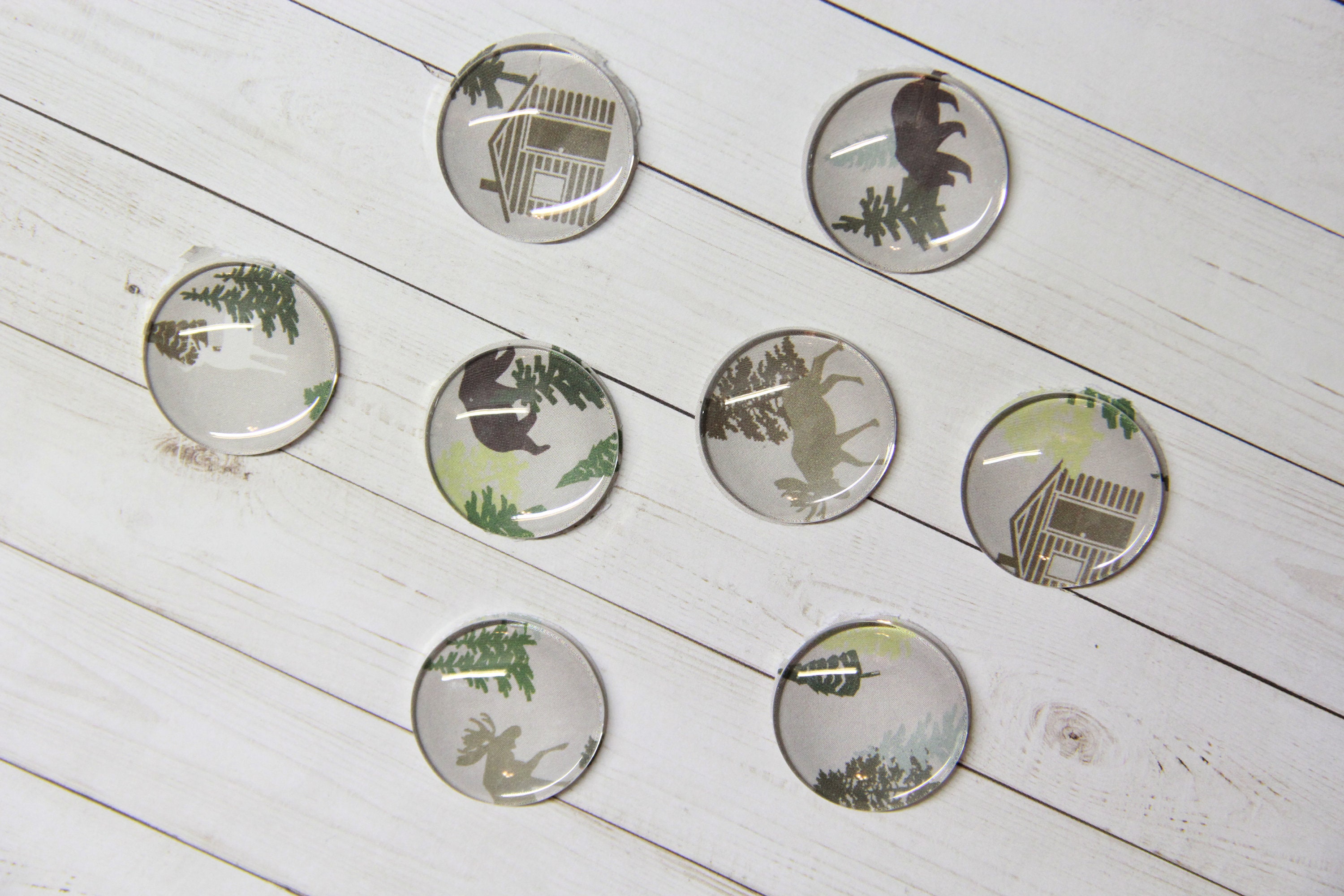 Camp Magnets Set of 6, 1 Inch Cabochon Magnets Outdoor Magnets Woodsy ...