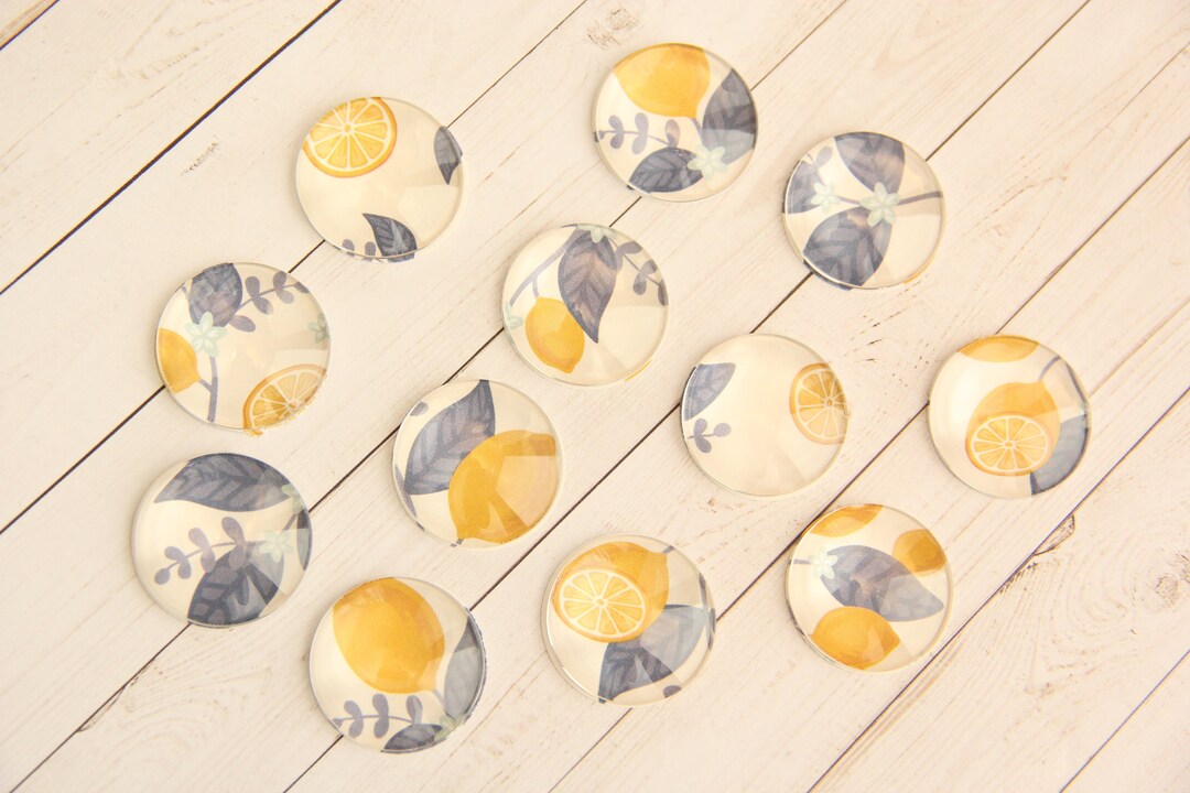 Lemon Magnets Set of 6 Glass Magnets Fridge Magnets - Etsy
