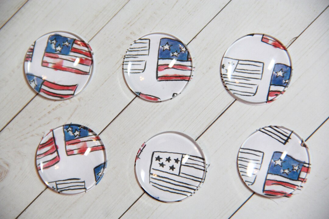 Patriotic Magnets Flag Magnets Set of 6 Kitchen Decor Office Decor ...