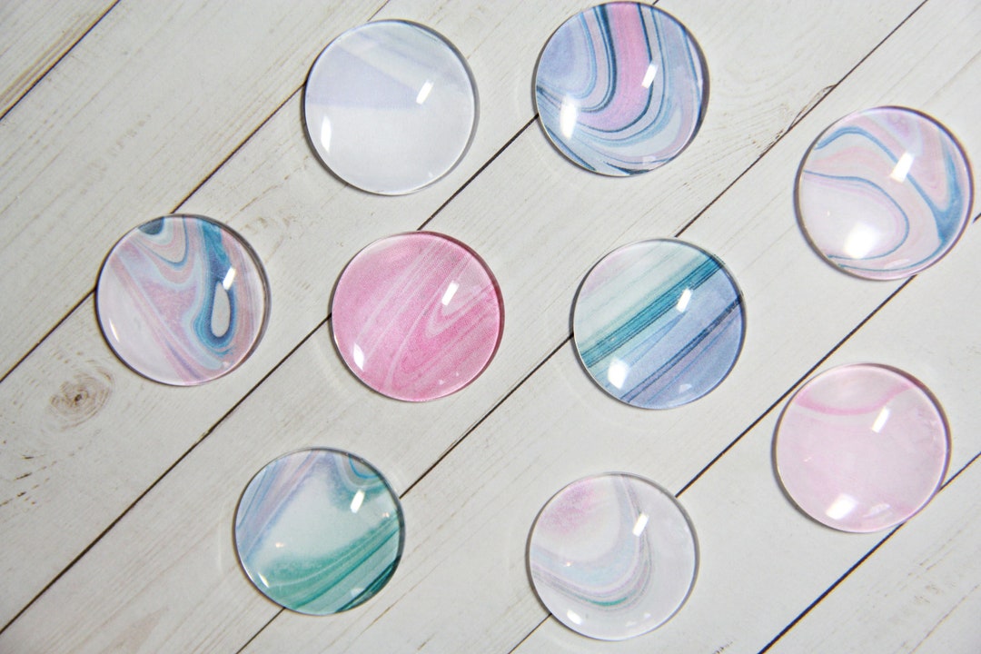 Marbled Magnets Set of 6, 1 Inch Glass Magnets Fridge Magnet Locker ...