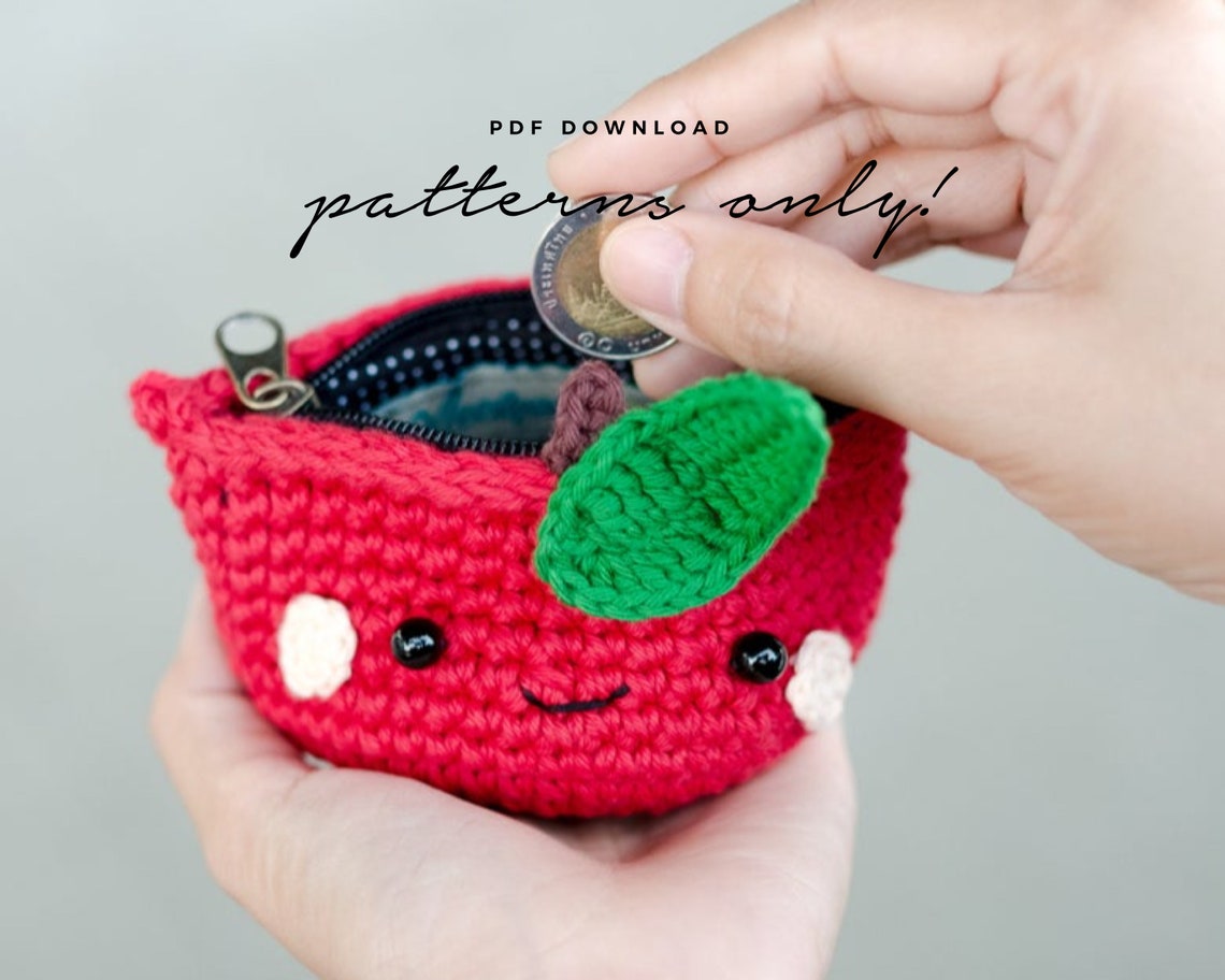 Pdf Pattern Apple Coin Purse Bag Pattern Crochet Pattern | Etsy