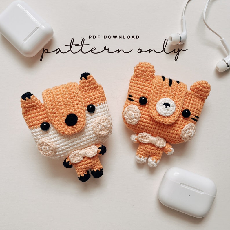 Pdf Pattern Earpods Pouch Fox & Tiger Airpods 1/2 Airpods - Etsy