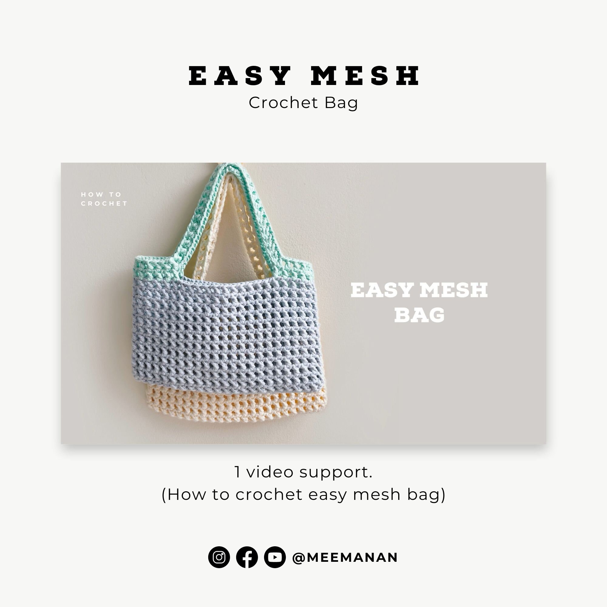 Crochet Mesh Bag With Daisy Keychain PDF Pattern, Crochet Pattern ...