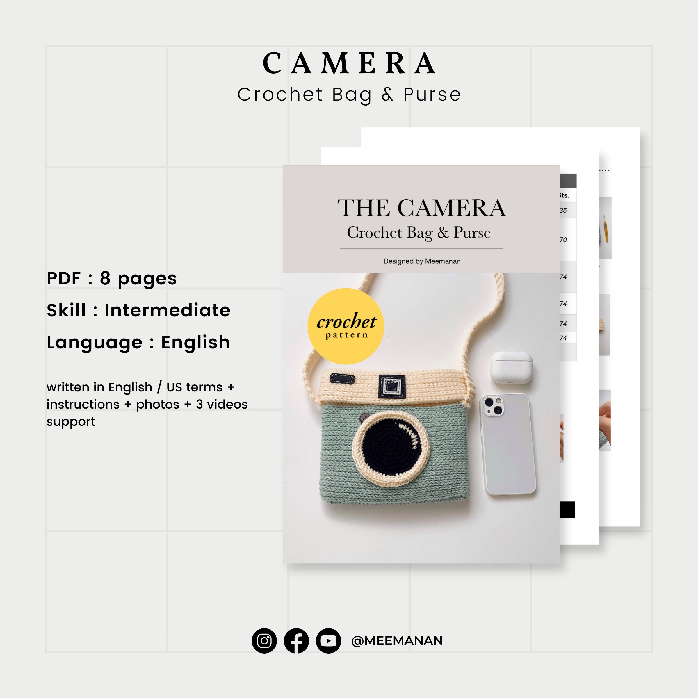 Pdf Pattern Camera Crochet Bag Lomo Camera Bag Bag Pattern - Etsy