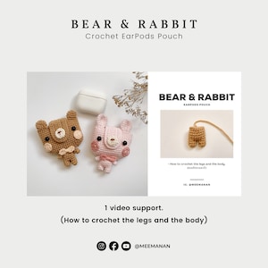 Pdf Pattern Earpods Pouch | Bear & Rabbit, Airpods 1/2, Airpods Pro ...