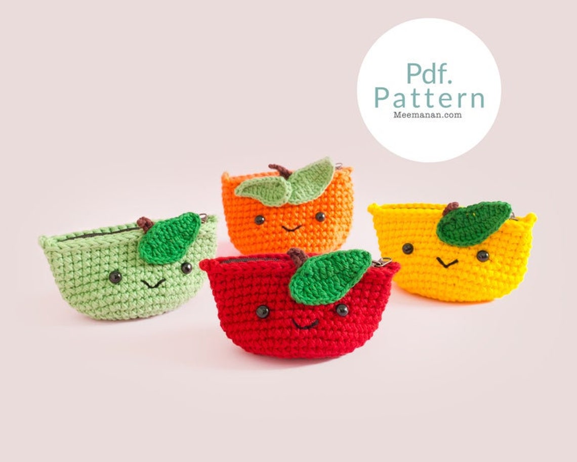 Pdf Pattern Apple Coin Purse, Bag Pattern, Crochet Pattern, Tutorial ...