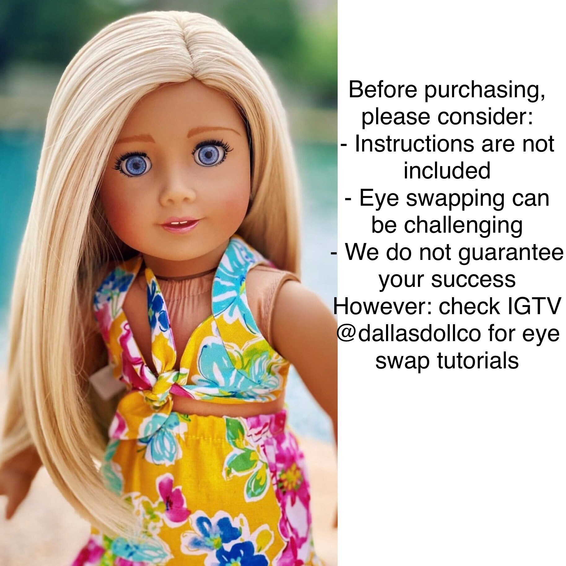 American Girl Custom Eyes Paradise Cove | Etsy