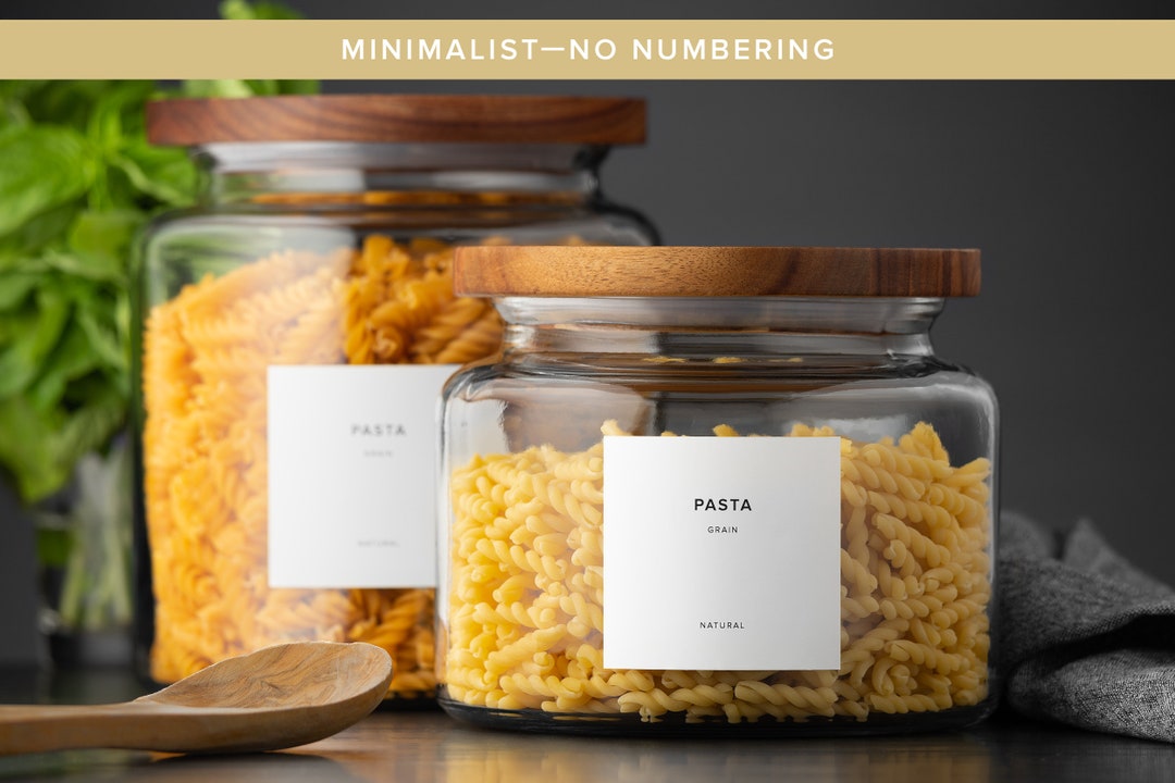 Minimalist Pantry Labels for Food Storage Containers - Waterproof & Oil ...