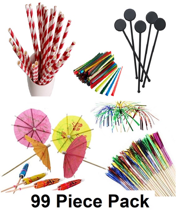 99 Piece Cocktail Drink Accessory Decoration Pack Party Bar | Etsy