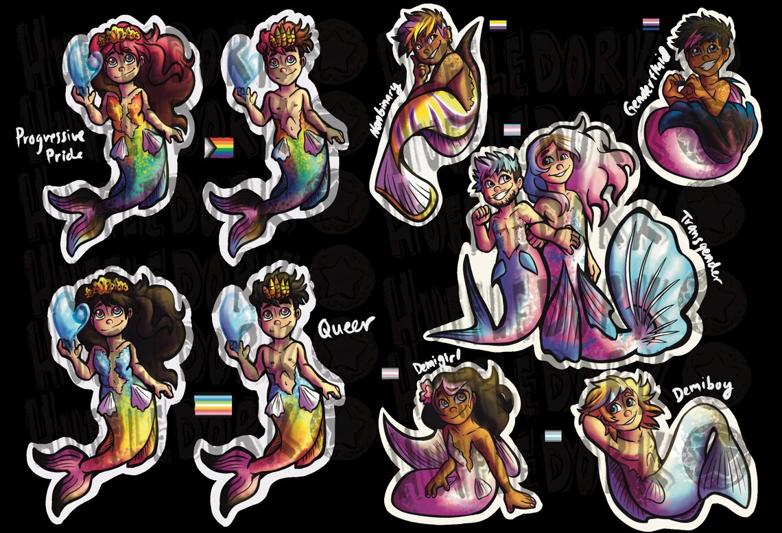 Pride Mermaids Sticker Collection - Etsy Hong Kong