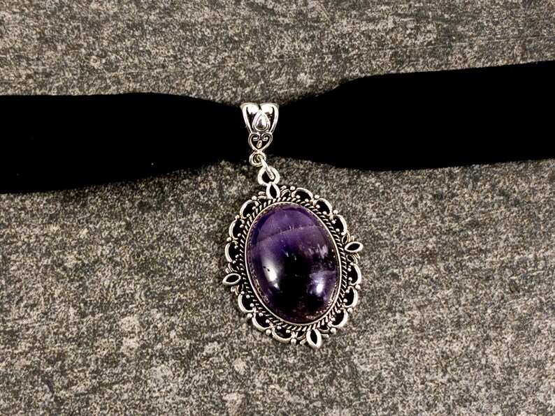 Gothic Amethyst Choker Gothic Amethyst Necklace Black Velvet - Etsy