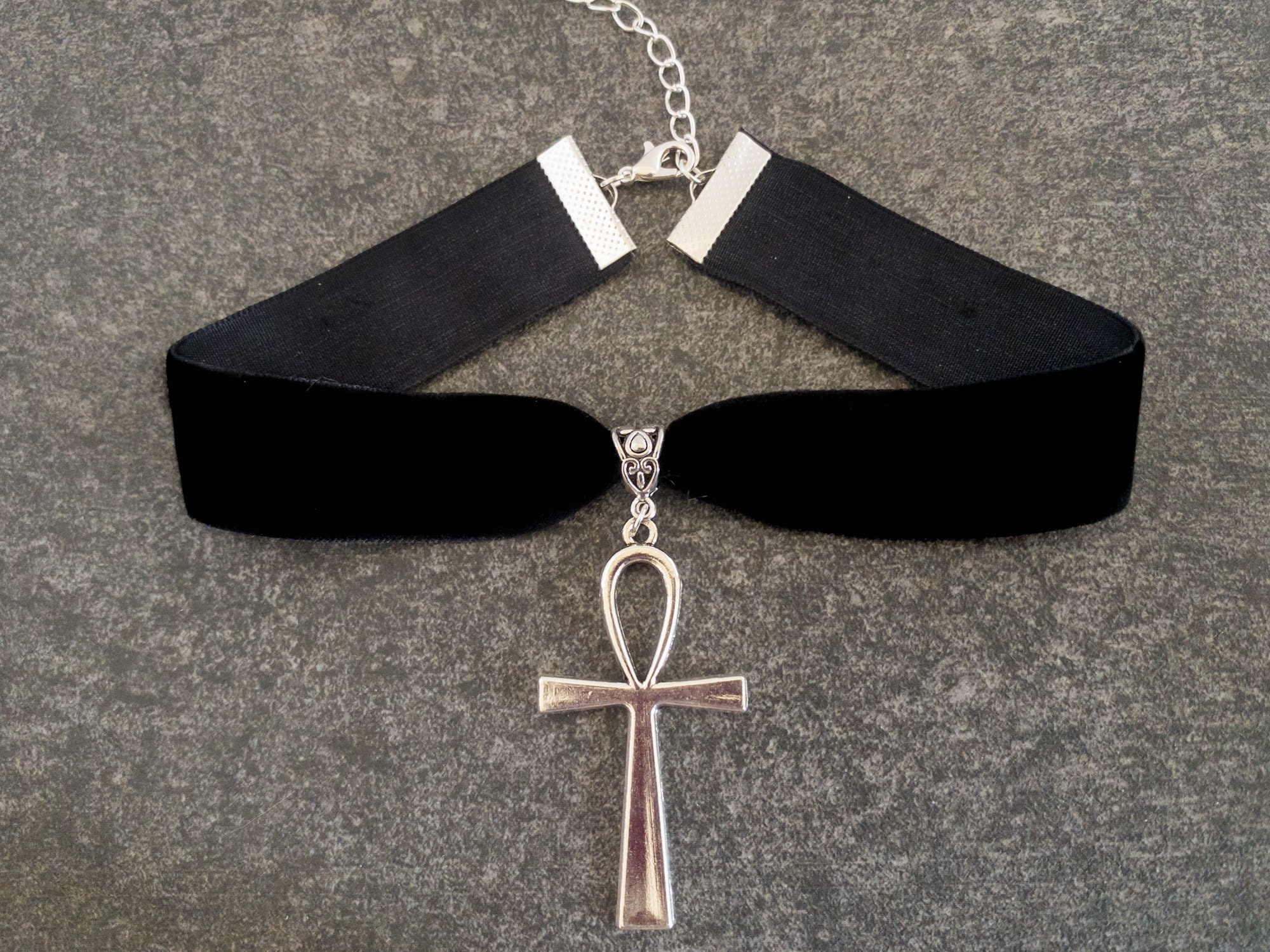 Gothic Ankh Choker Black Velvet Choker Choker Goth for - Etsy