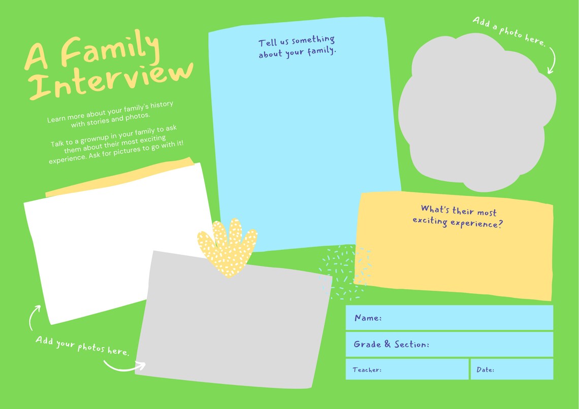 Teacher Worksheet Family Interview Worksheet | Etsy
