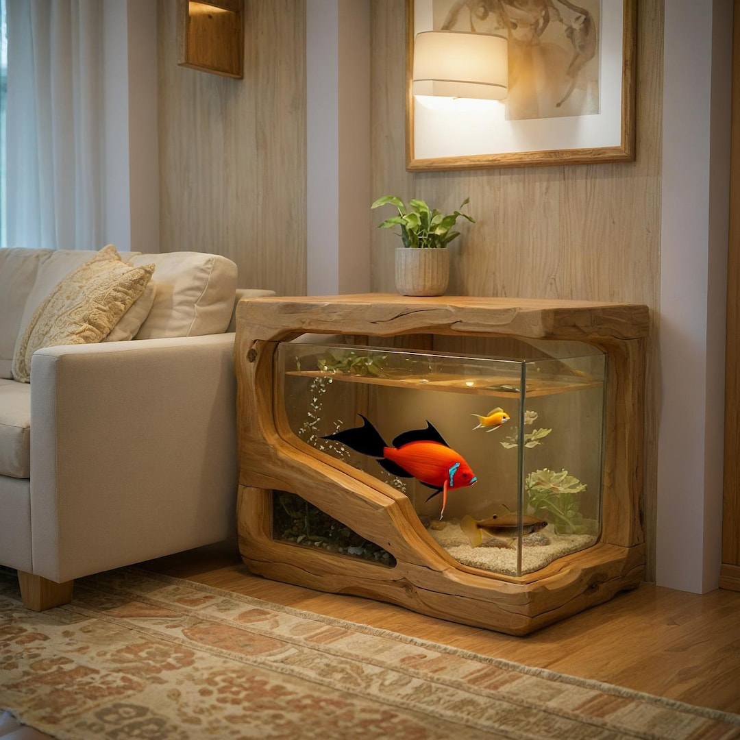 Multi-functional Solid Wood Aquarium Stand – Rustic Nightstand, Side ...