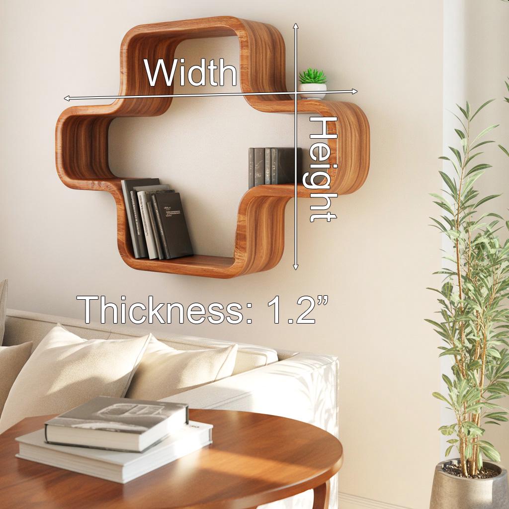 Modern Wall Mounted Bookshelf With Geometric Cross Design for Living ...