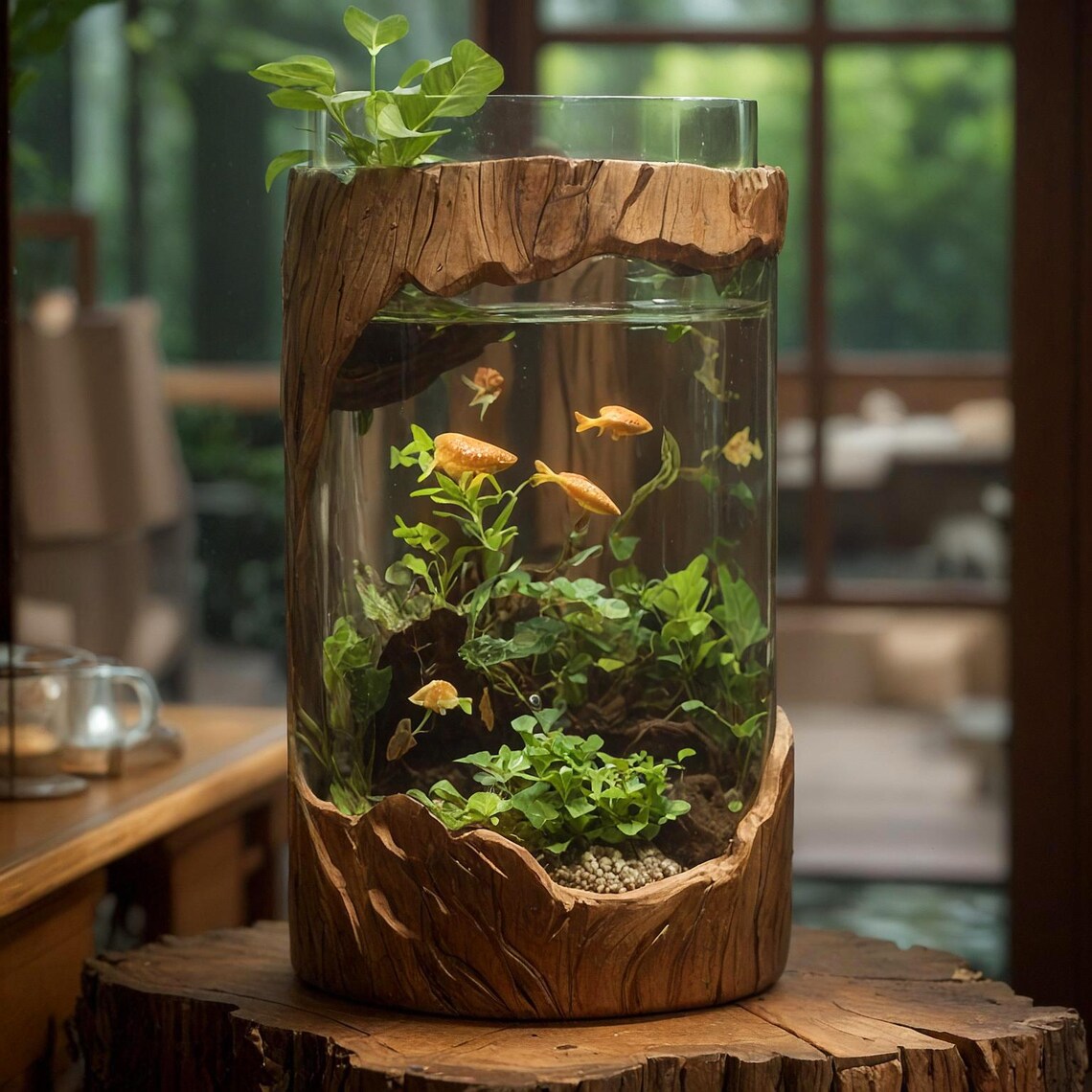 Handcrafted Natural Wood Aquarium Stand – Rustic Fish Tank Holder for ...