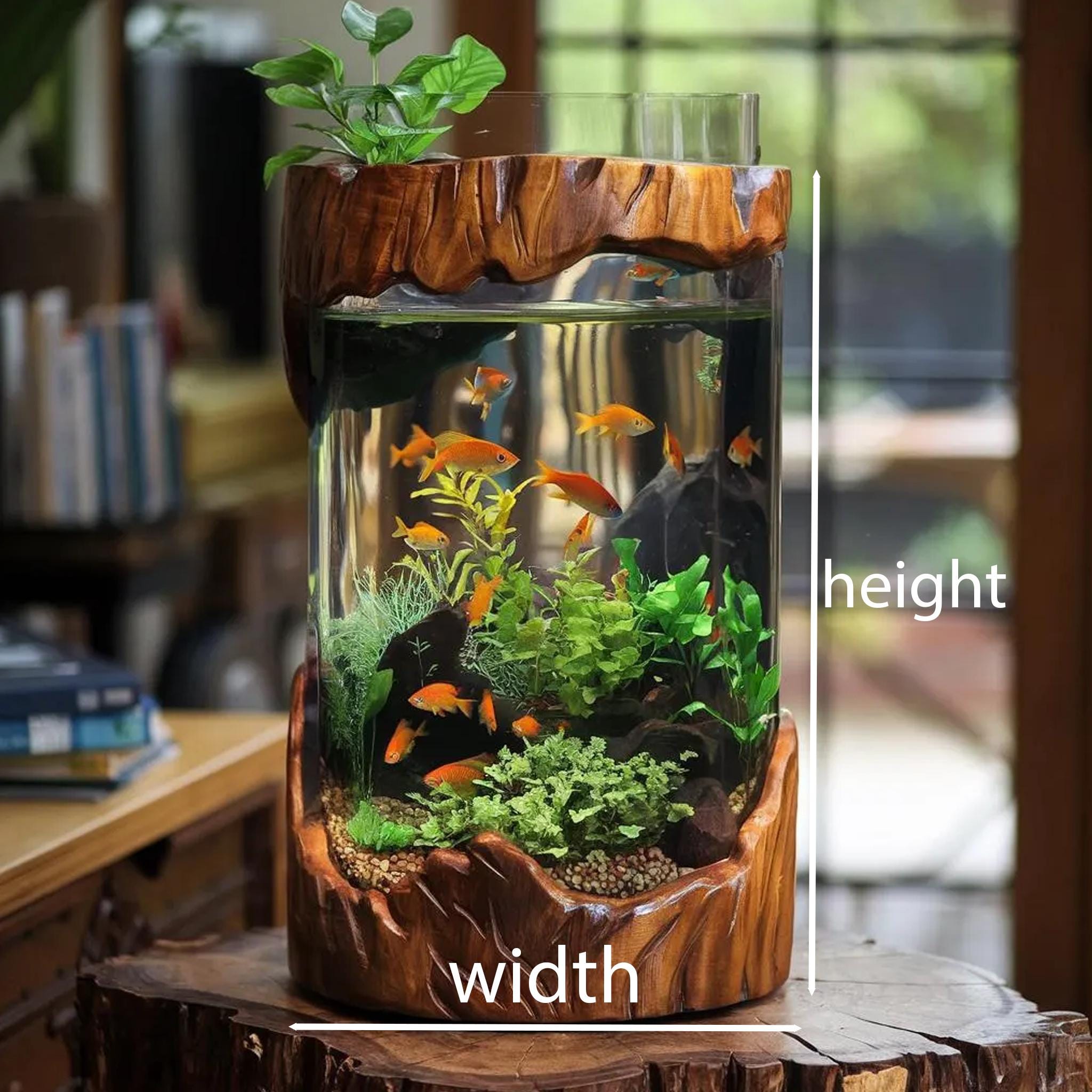 Handcrafted Natural Wood Aquarium Stand – Rustic Fish Tank Holder for ...