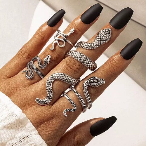 4 Pcs Set Vintage Snake Gothic Rings Animal Statement - Etsy UK