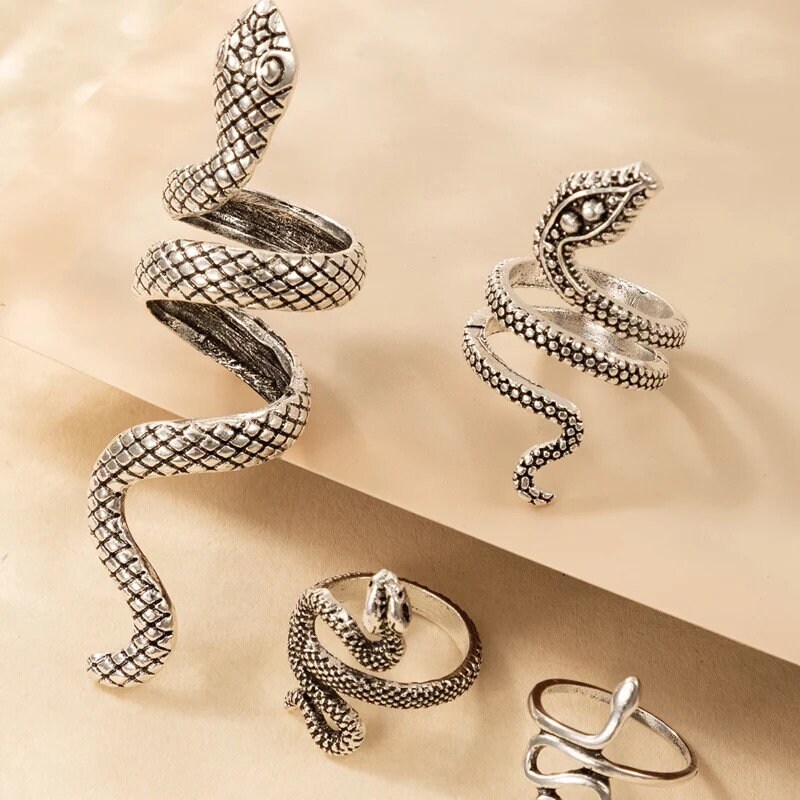 4 Pcs Set Vintage Snake Gothic Rings Animal Statement - Etsy UK