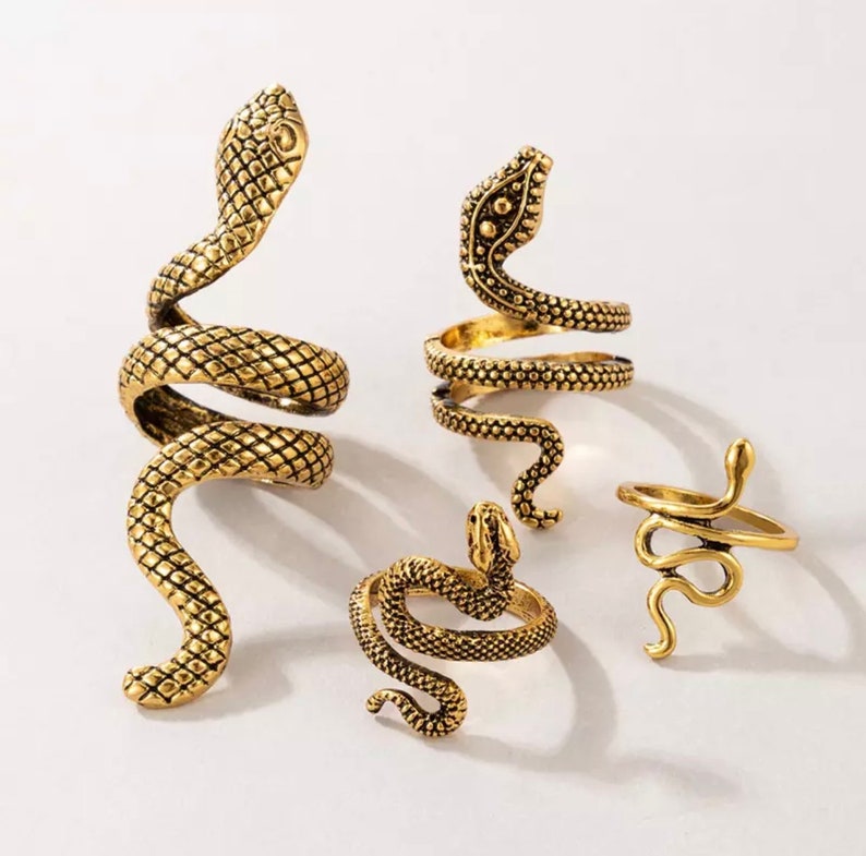 4 Pcs Set Vintage Snake Gothic Rings Animal Statement - Etsy UK