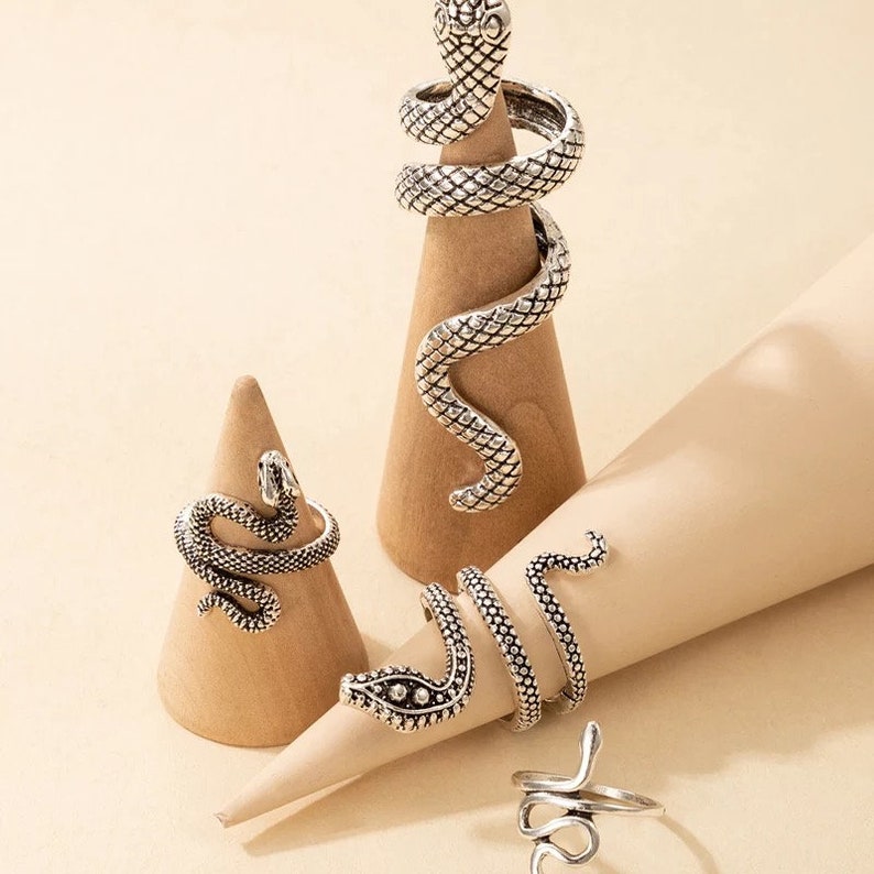 4 Pcs Set Vintage Snake Gothic Rings Animal Statement - Etsy UK