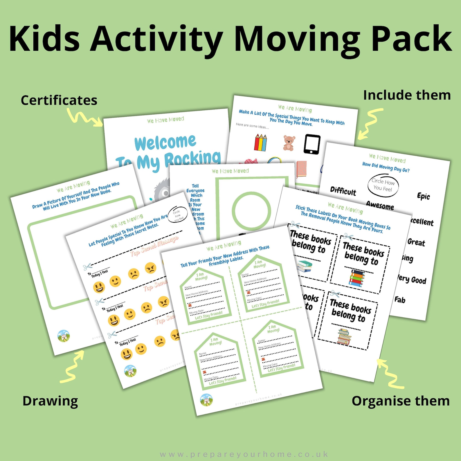 30 Page Home Moving Kids Activity Printables Pack. Getting | Etsy