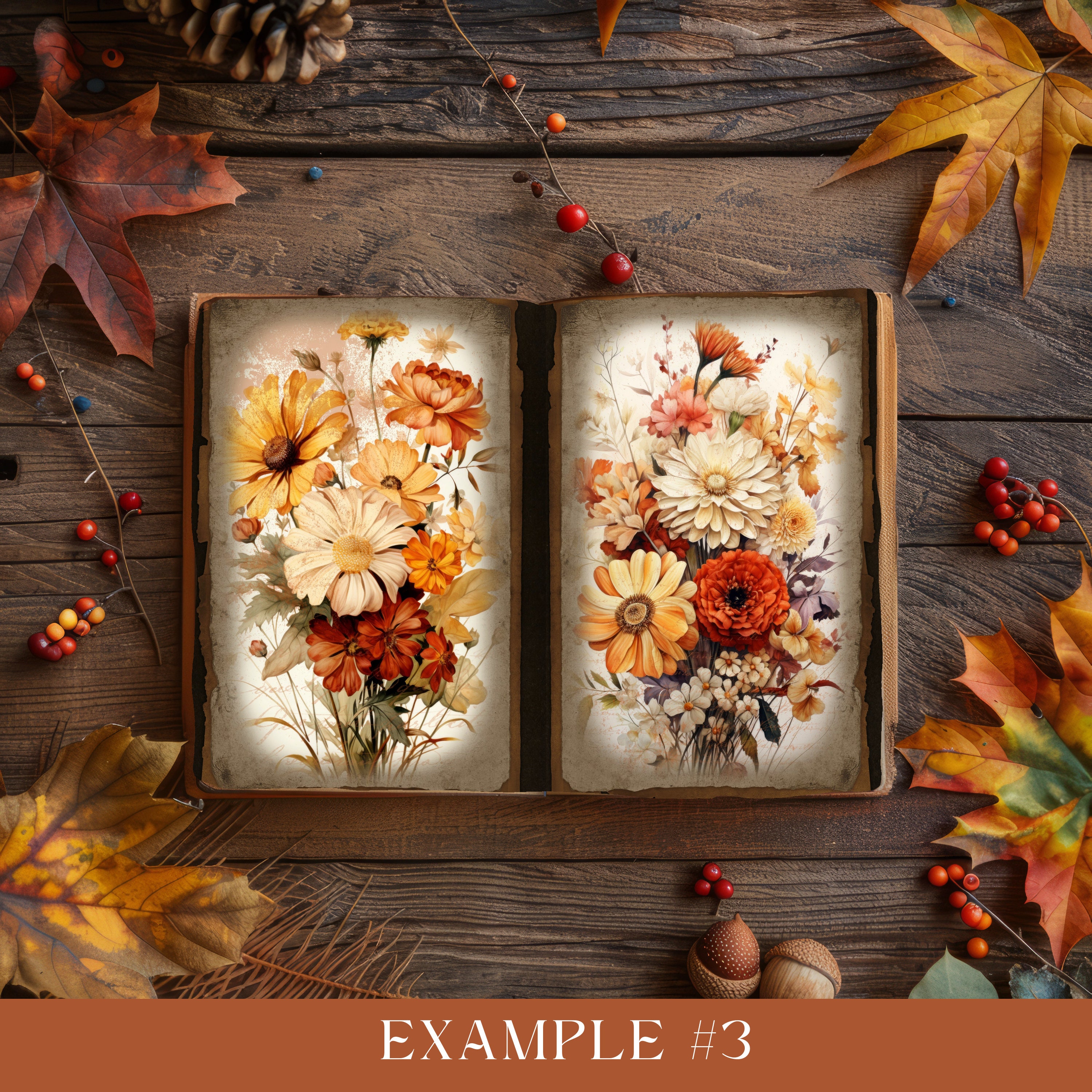 Autumn Harvest Junk Journal Mockup: Rustic Fall Leaves Canva Drag ...
