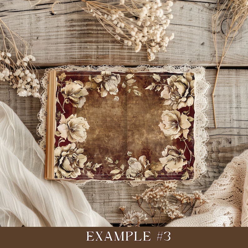 Lacy Shabby Chic Junk Journal Mockup: Rustic Canva Drag & Drop Template ...