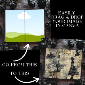 Junk Journal Mockup Canva, Drag and Drop Mockup, Gothic, Black Roses ...