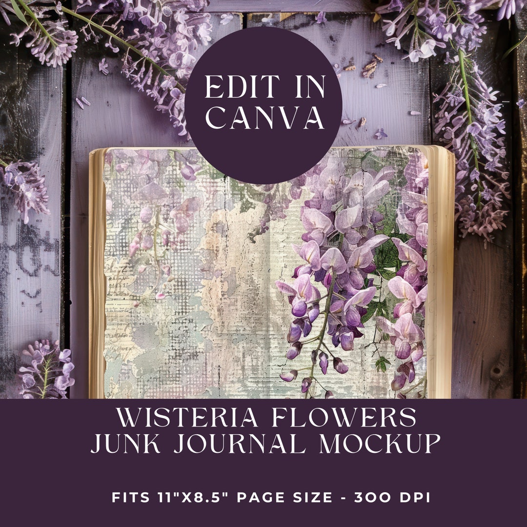 Junk Journal Mockup Canva, Drag and Drop Mockup, Nature, Rustic, Canva ...