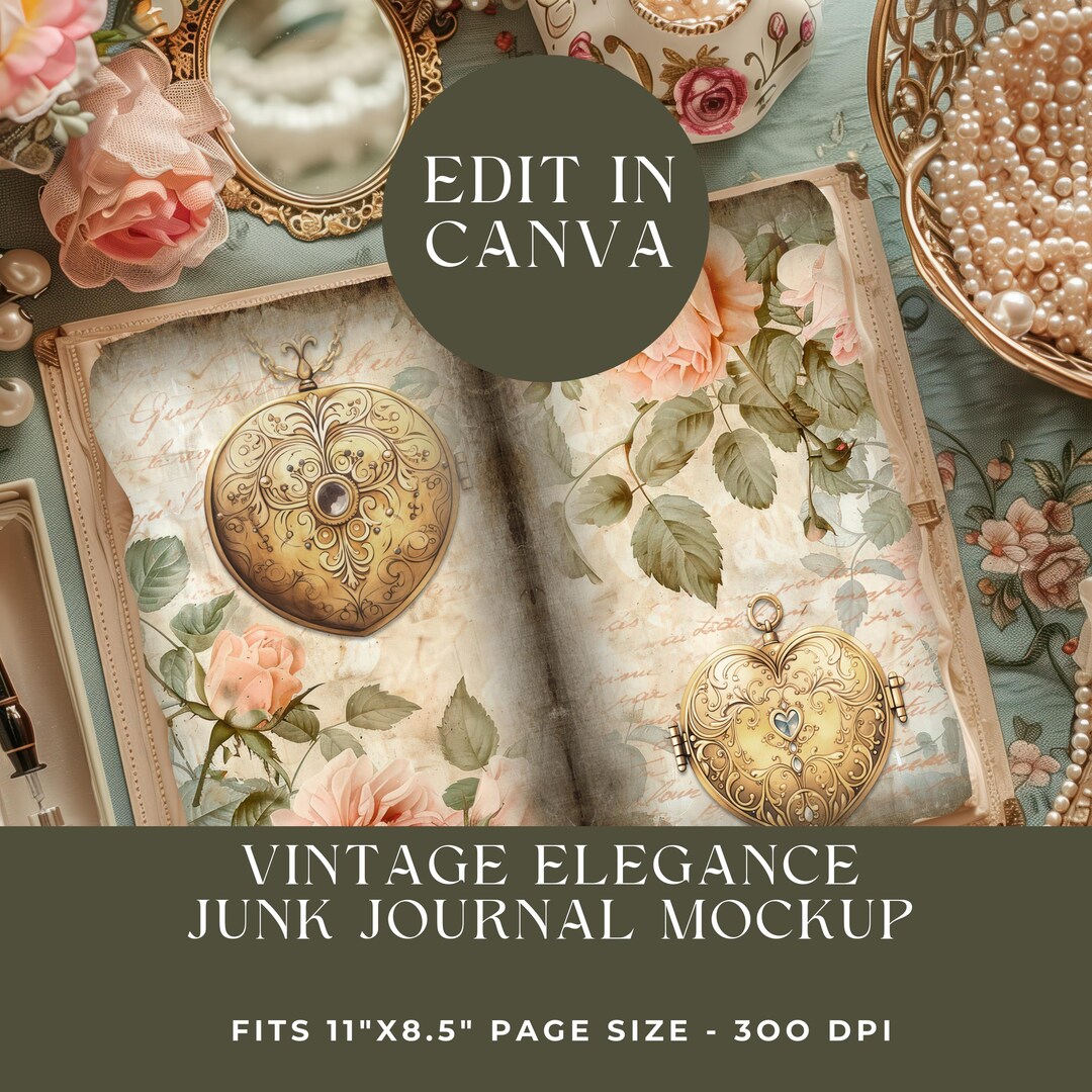 Junk Journal Mockup Canva, Drag and Drop Mockup, Canva Frame Template ...