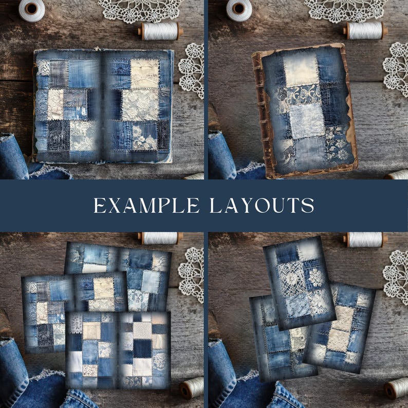 Denim and Lace Junk Journal Mockup Bundle: Canva Drag & Drop Template ...