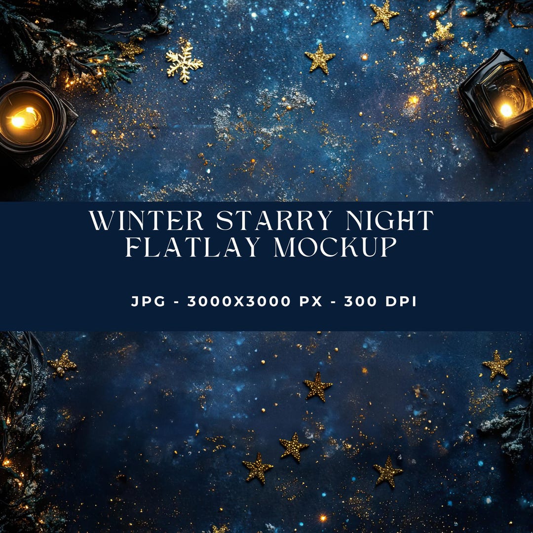 Winter Starry Night Flatlay Background, Christmas Holiday Snowflakes ...