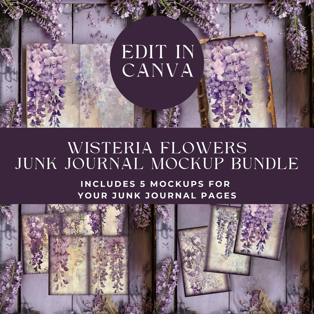 Junk Journal Mockup Canva, Drag and Drop Mockup, Digital Paper Mockup ...