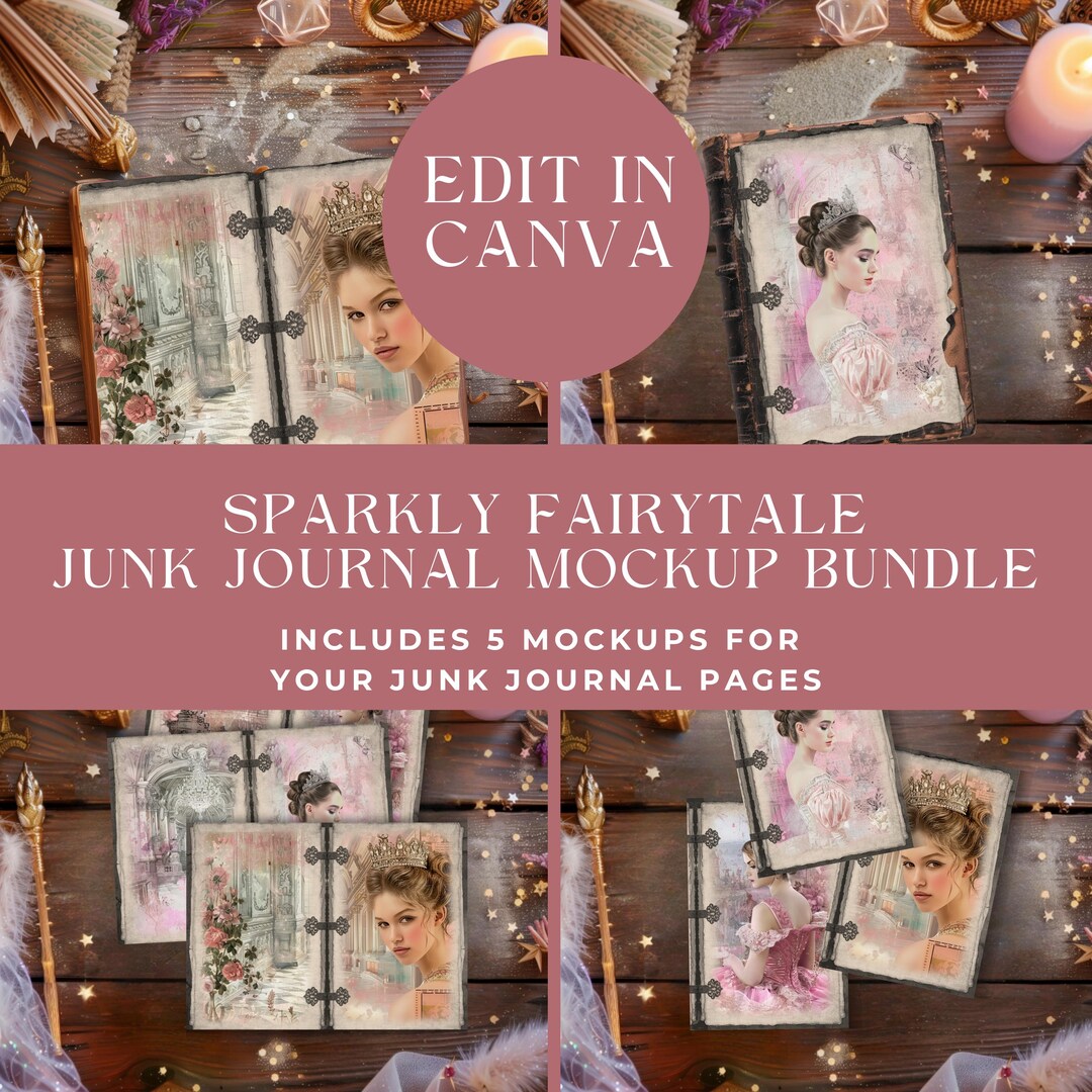 Fairytale Junk Journal Mockup Bundle: Canva Drag & Drop Template ...